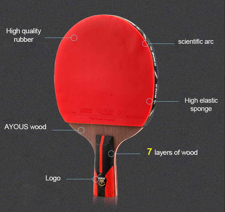 Original Boer Table Tennis Racket Finished Pingpong Rackets Three ...