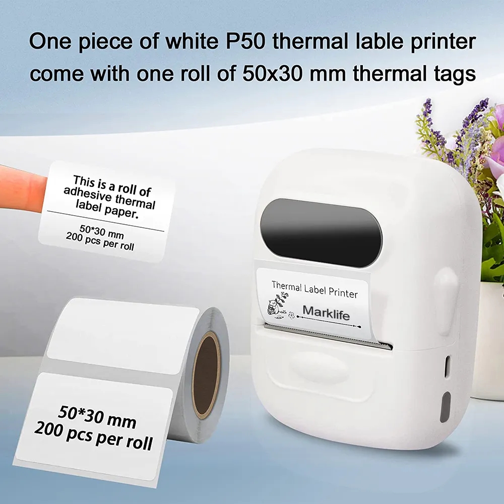 Marklife P50 Thermal Label Printer HD Mini Portable Bluetooth Wireless ...