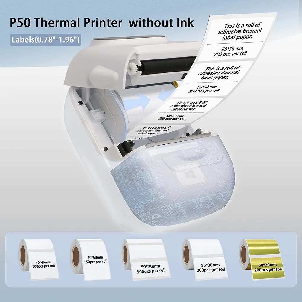 Marklife P50 Thermal Label Printer HD Mini Portable Bluetooth Wireless ...