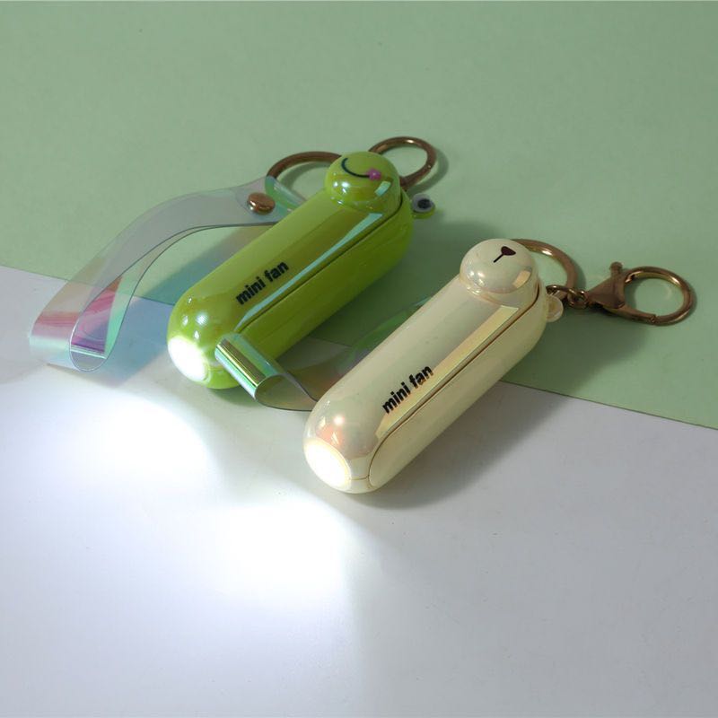 Keychain Mini Fan foldable with flashlight rechargeable fan hand fan ...