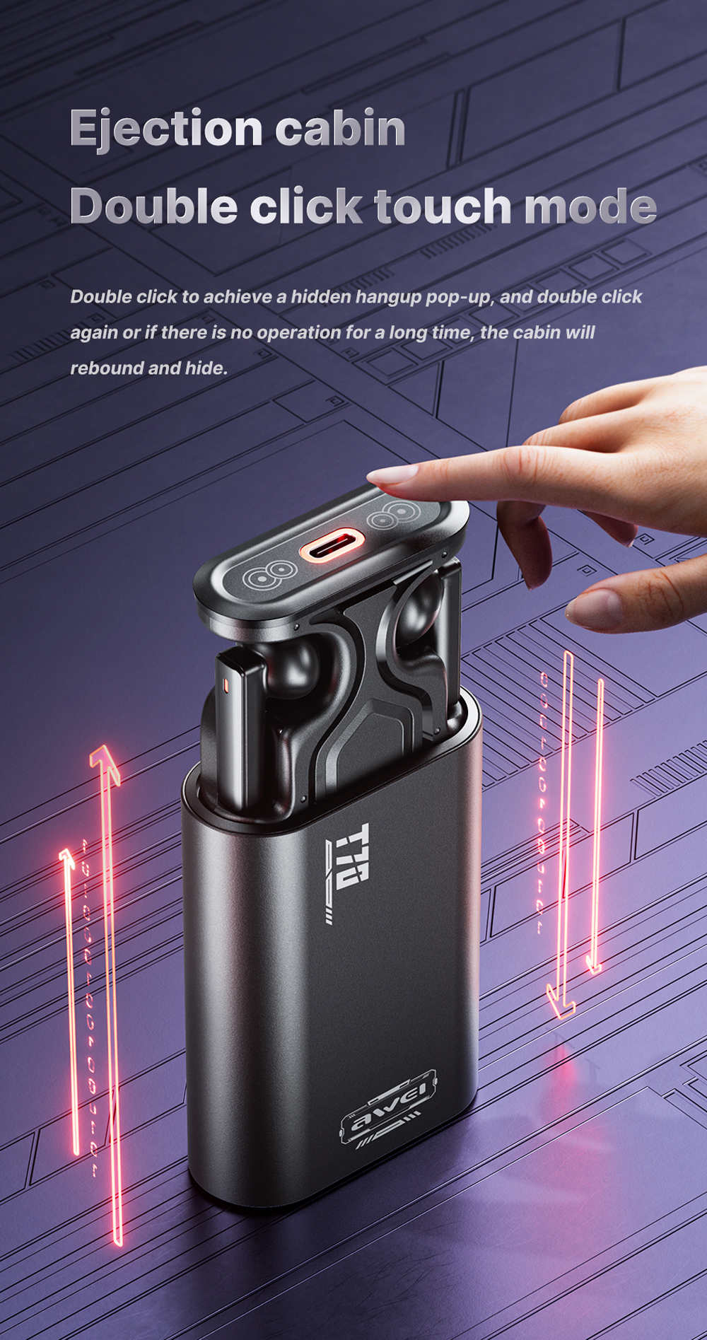 Awei T70 Noise Cancelling Gaming Earphone Bluetooth 5.3 38ms Low latency HIFI Stereo Wireless ...