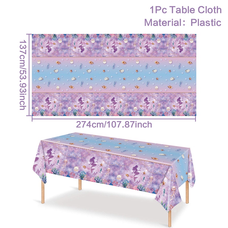 137*274cm Little Mermaid Table Cloth Water Proof Plastic Table Cover ...