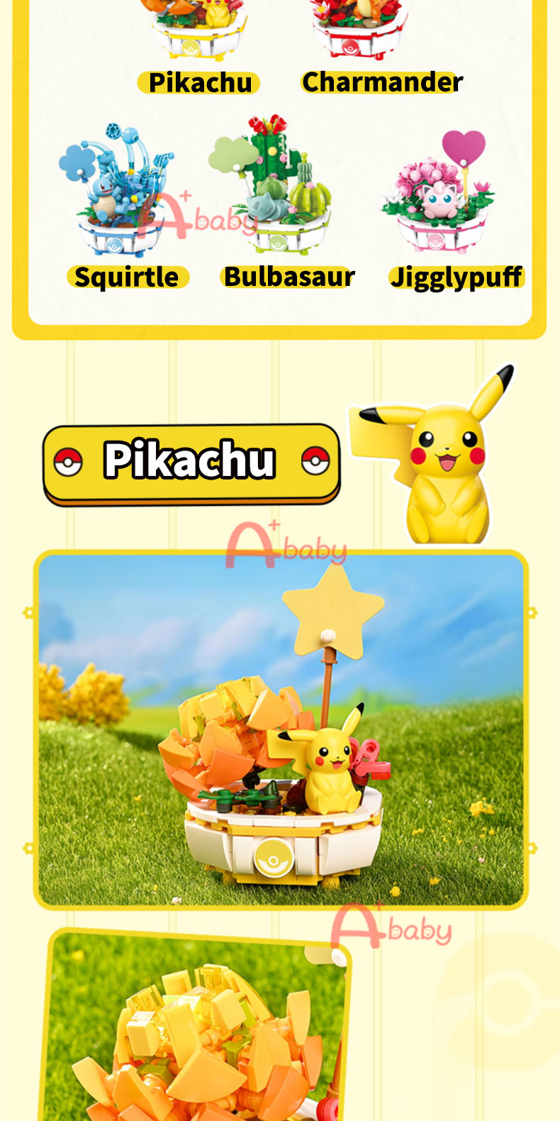 [A+baby] Keeppley Pokemon Building Blocks Potted Plant(Pikachu ...