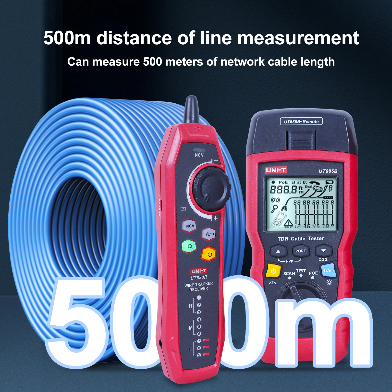 Cable Finder UNI-T UT685B 500m Line Finder, KIT Handheld TDR Cable ...