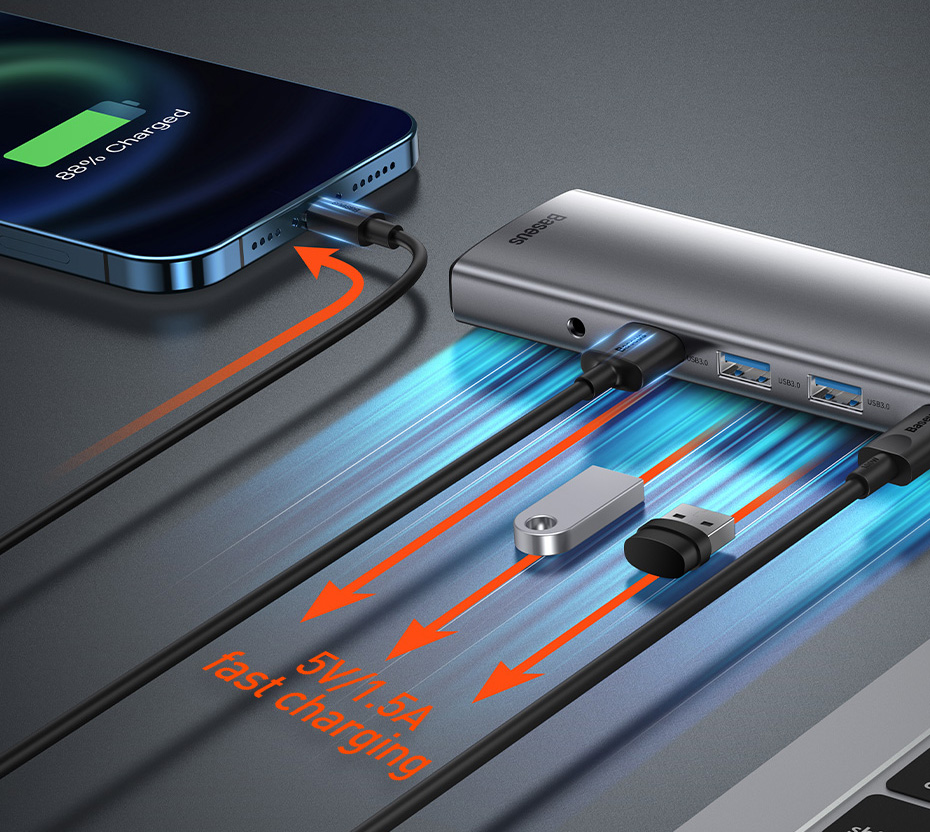 Baseus USB C HUB 11 in 1 Type C to 2HDMI VGA PD100W USB3.0 to 3.5mm SD ...