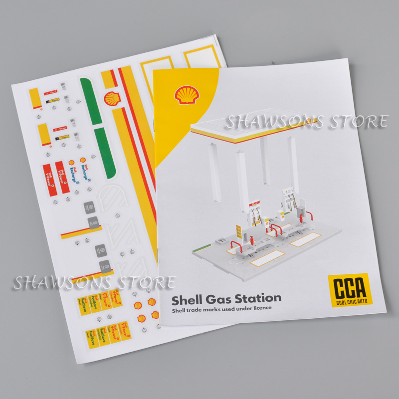 Shell Oil Gas Station Assembly Playset With Nissan GT-R R35 and Volvo ...