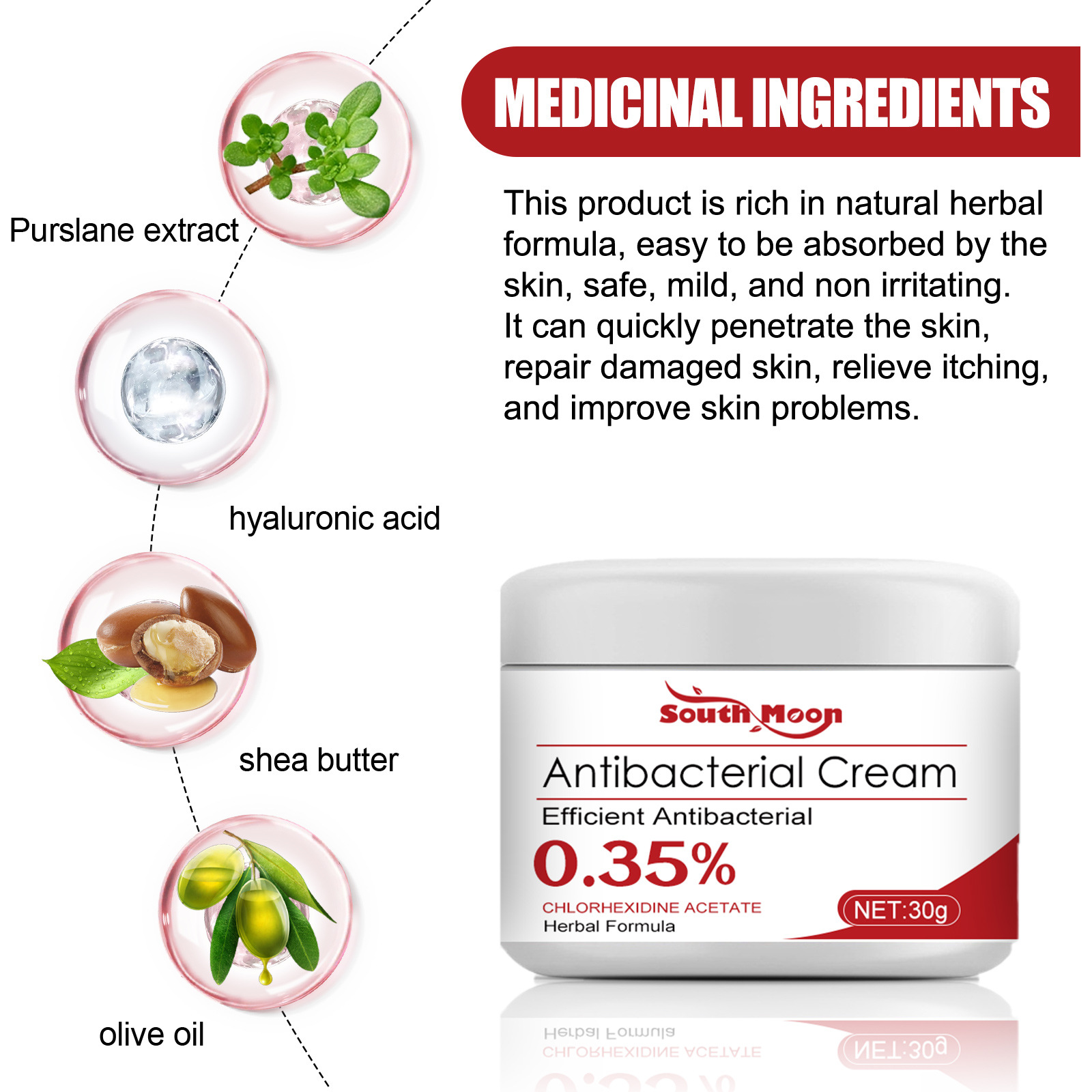 South Moon Psoriasis Cream 30g Skin Redness Swelling Pruritus Natural Repair Antibacterial ...