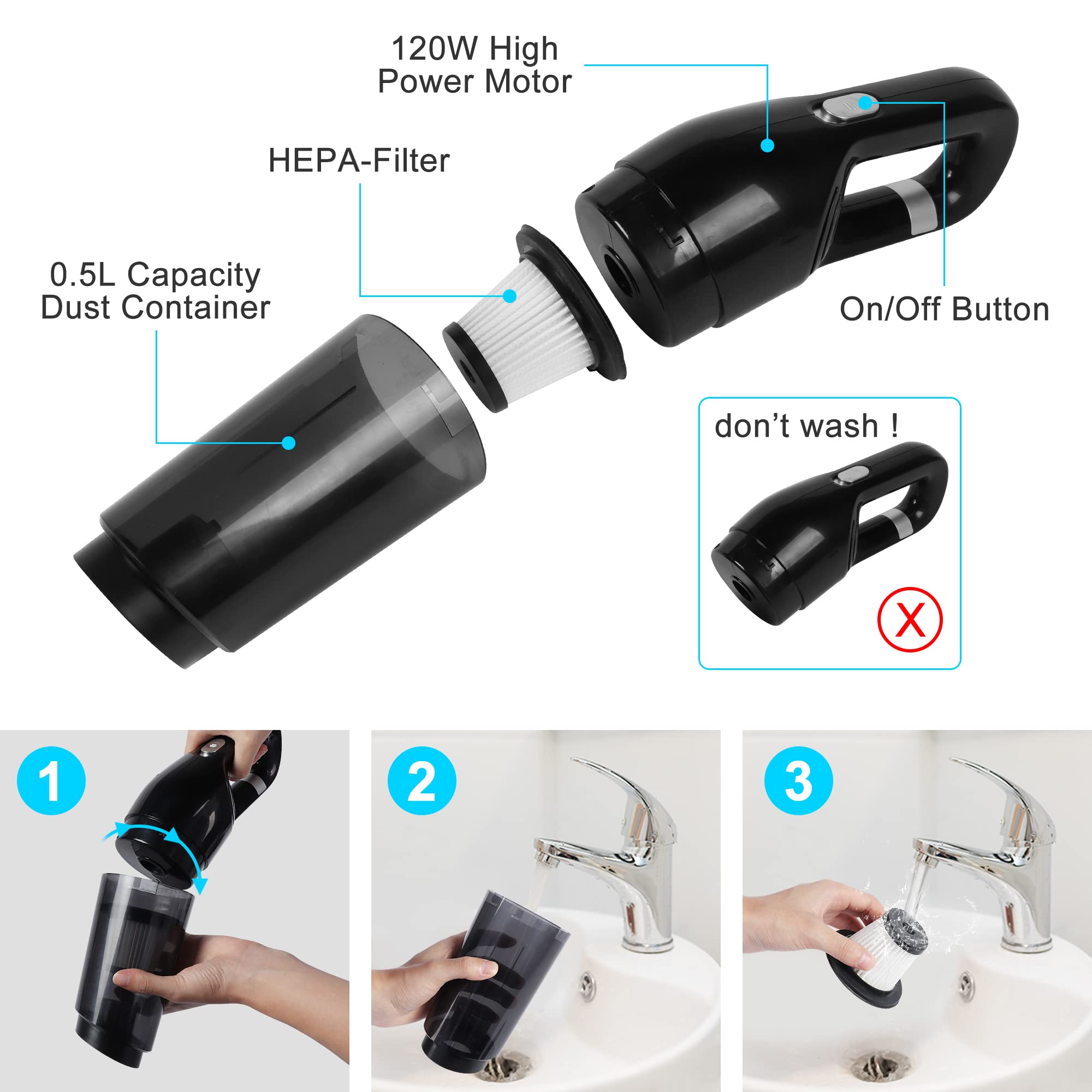 20000pa handheld portable car cordless vacuum cleaner household ...