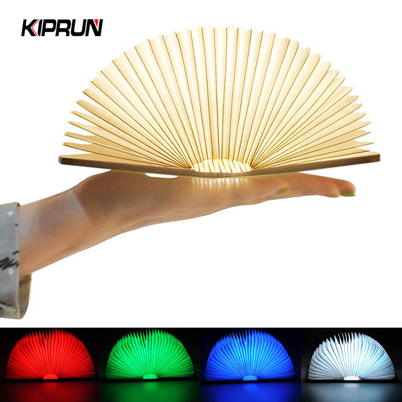KIPRUN Wooden Folding Book Light, 5 Color, USB Rechargeable Portable ...