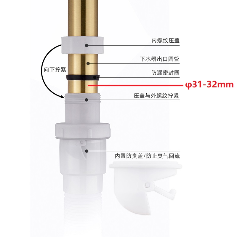 SHUISHA Bathroom Sink Traps Drain Pipe Kit Tube Basin Fitting Sewer ...