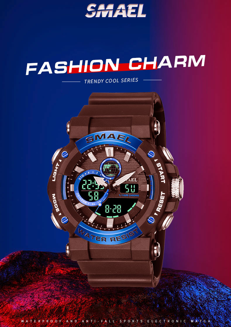 Original SMAEL Multifunction Military Men Watches Dual Time Display ...