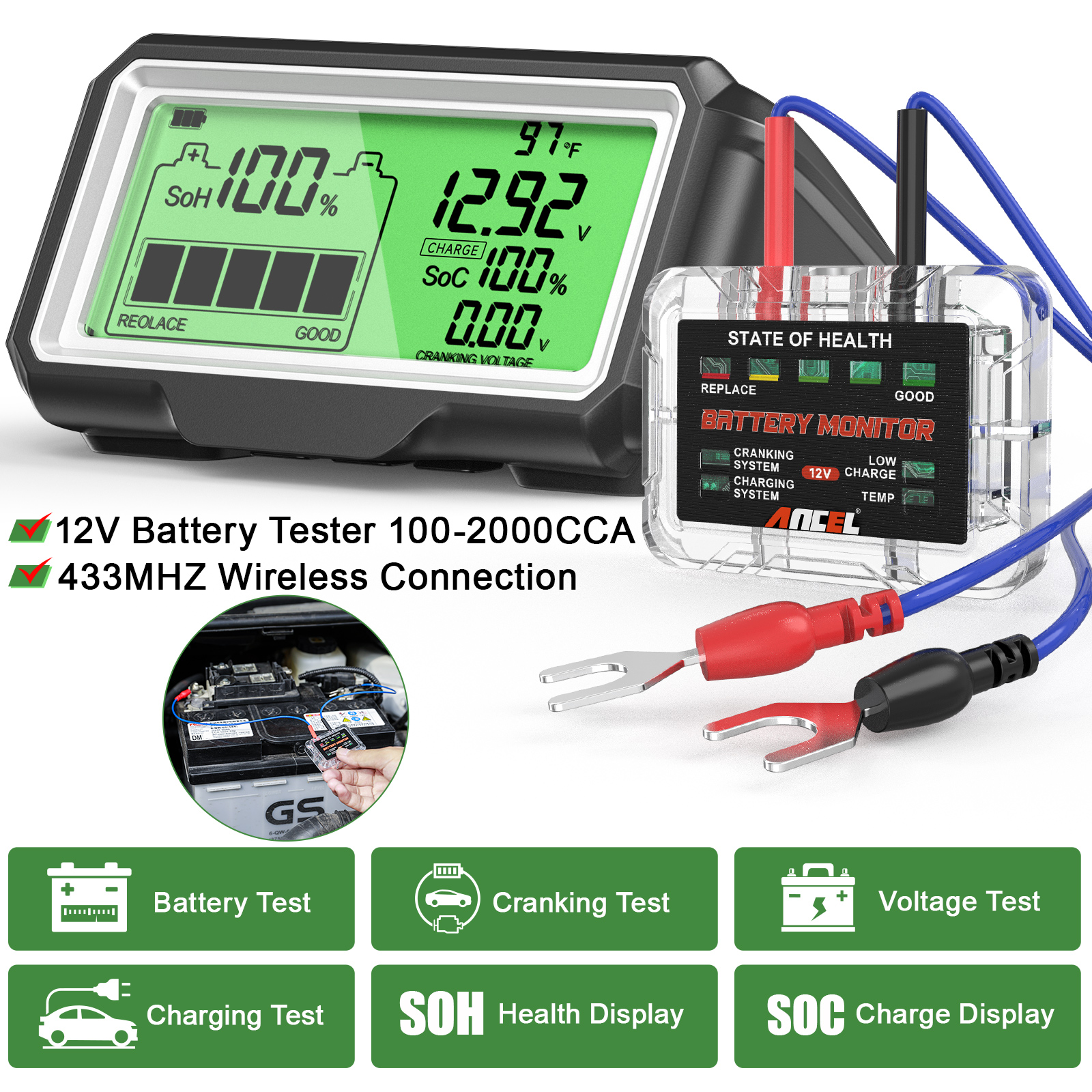 【MY Stock】ANCEL BM200 PRO Wireless Car Battery Tester Car Battery ...