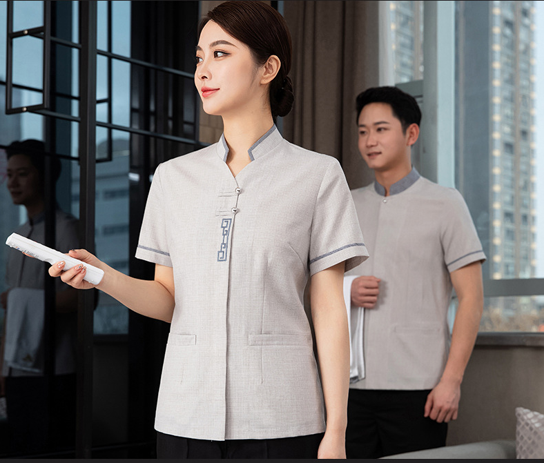 Ready Stock Hotel uniform linen cleaning clothing short-sleeved female ...