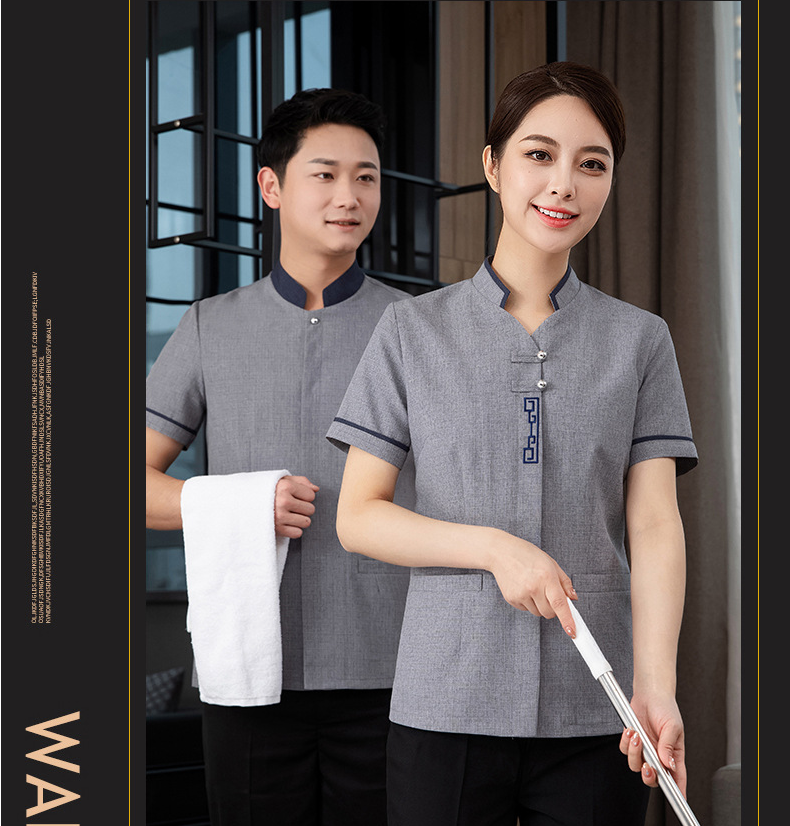 Ready Stock Hotel uniform linen cleaning clothing short-sleeved female ...