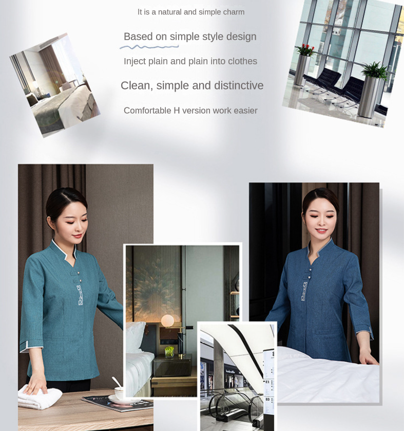 Ready Stock Hotel uniform linen cleaning clothing short-sleeved female ...
