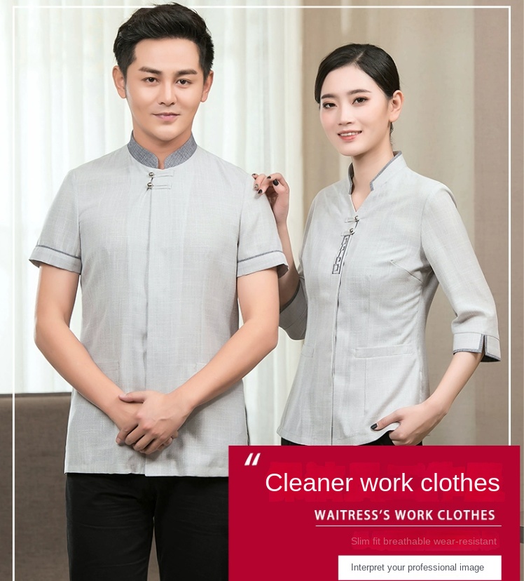 Ready Stock Hotel uniform linen cleaning clothing short-sleeved female ...