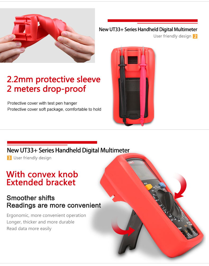 UNI-T UT33+ Series AC DC 600V DC 10A Palm Size Digital Multimeter UT33A+ UT33B+ UT33C+ UT33D ...