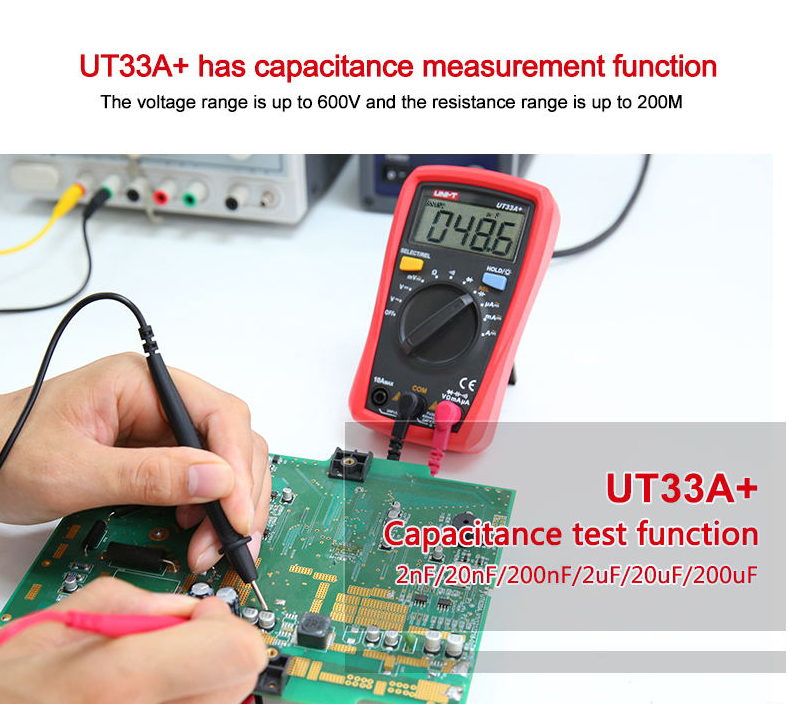 UNI-T UT33+ Series AC DC 600V DC 10A Palm Size Digital Multimeter UT33A+ UT33B+ UT33C+ UT33D ...