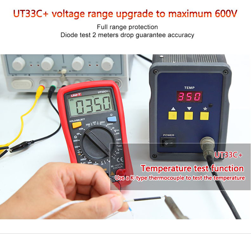 UNI-T UT33+ Series AC DC 600V DC 10A Palm Size Digital Multimeter UT33A+ UT33B+ UT33C+ UT33D ...