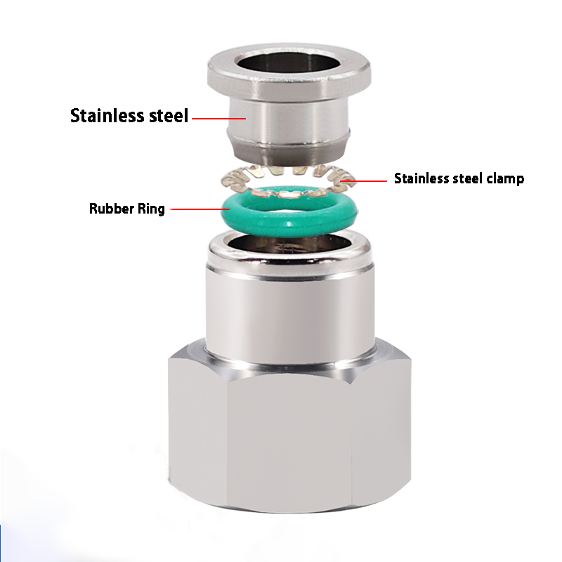 304 Stainless Steel PCF Pneumatic Female Connector Pipe Push In Quick ...