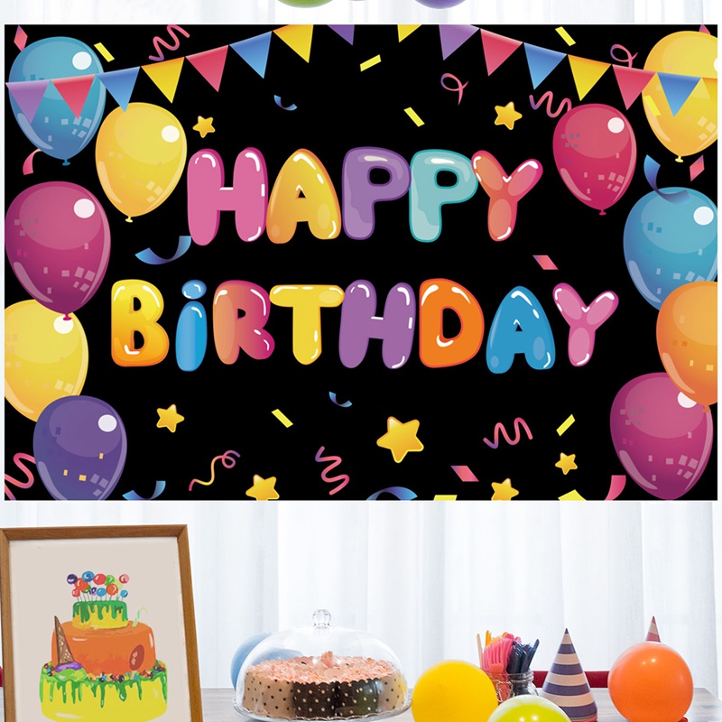 【Local Inventory】Color Balloon Happy Birthday Backdrop Curtain Confetti ...