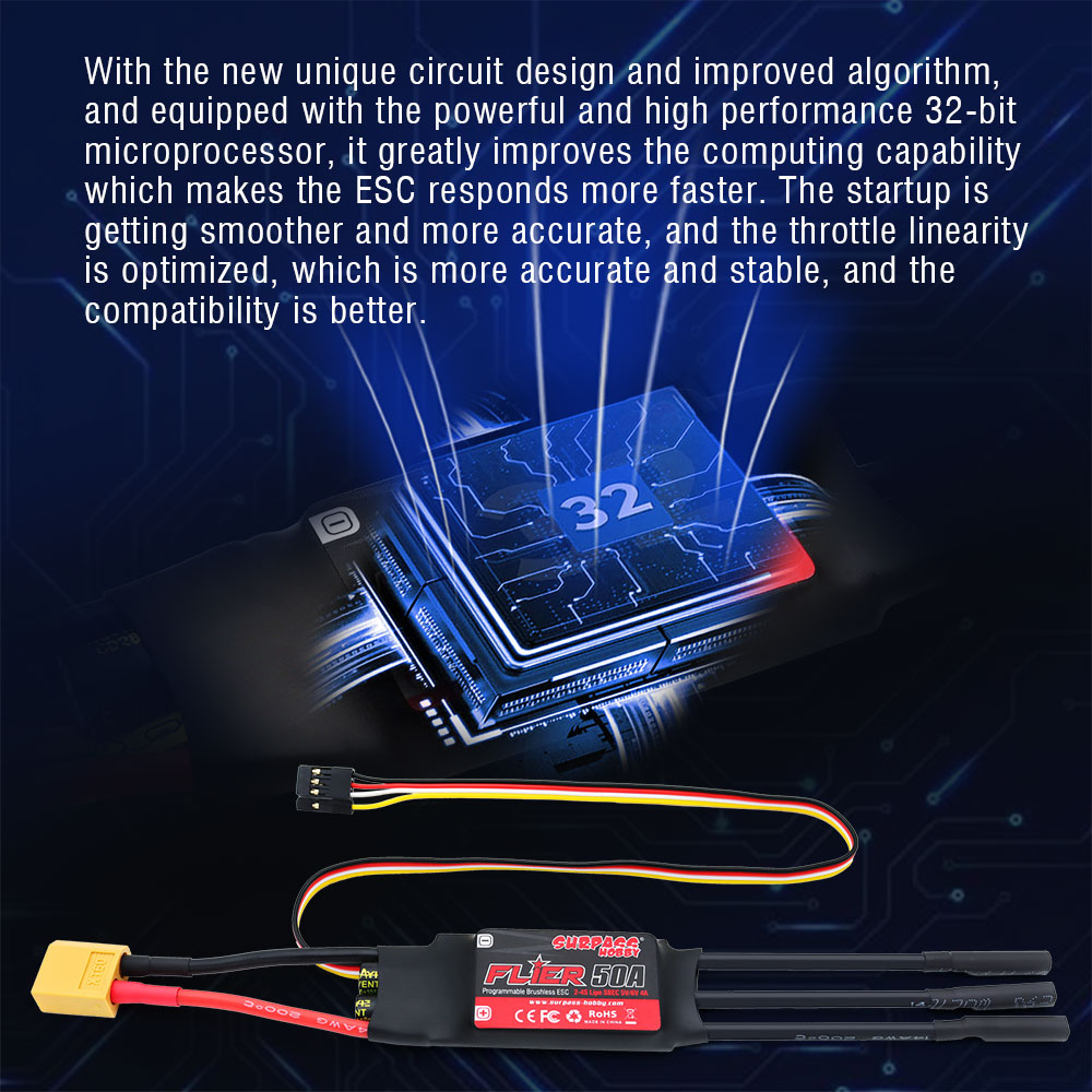 SURPASS HOBBY Flier 20A 30A 40A 50A 60A 80A 100A Brushless ESC Speed ...