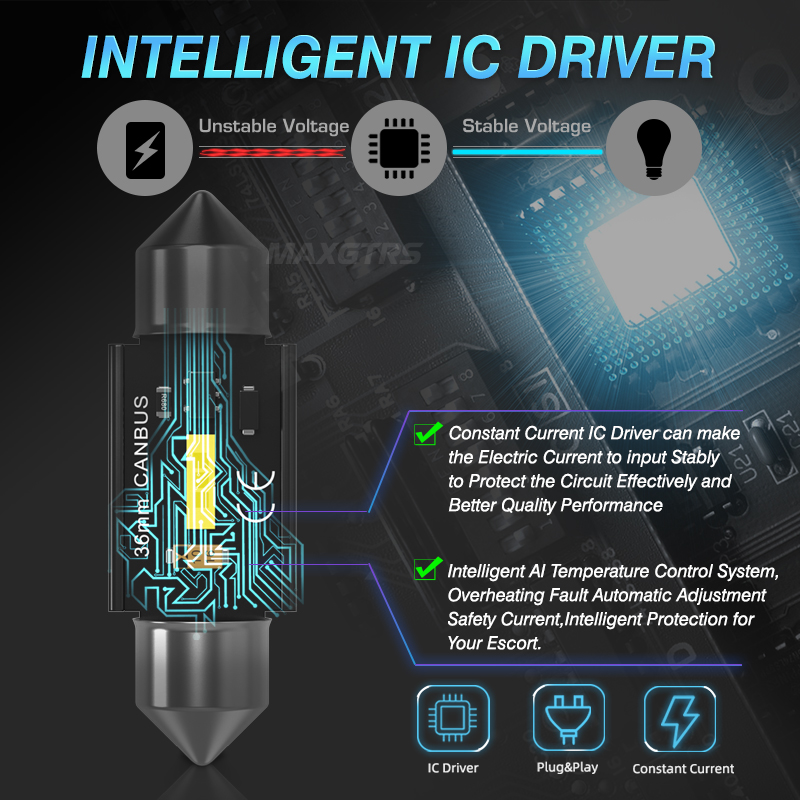 MAXGTRS 2x C5W C10W CANBUS led bulb 12V Festoon 31mm 36mm 39mm 41mm reading lamp car interior ...