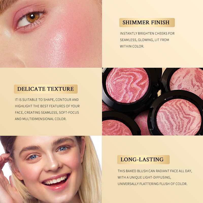 KIMUSE Lighting Glow Baked Blush Long-lasting & Waterproof Powder ...