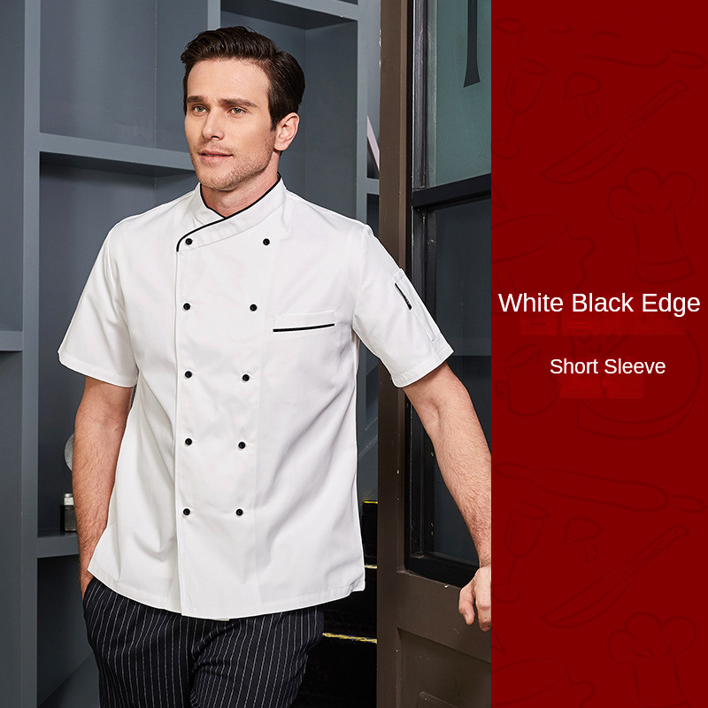 Ready Stock Chef work uniform men's short-sleeved new baking custom ...