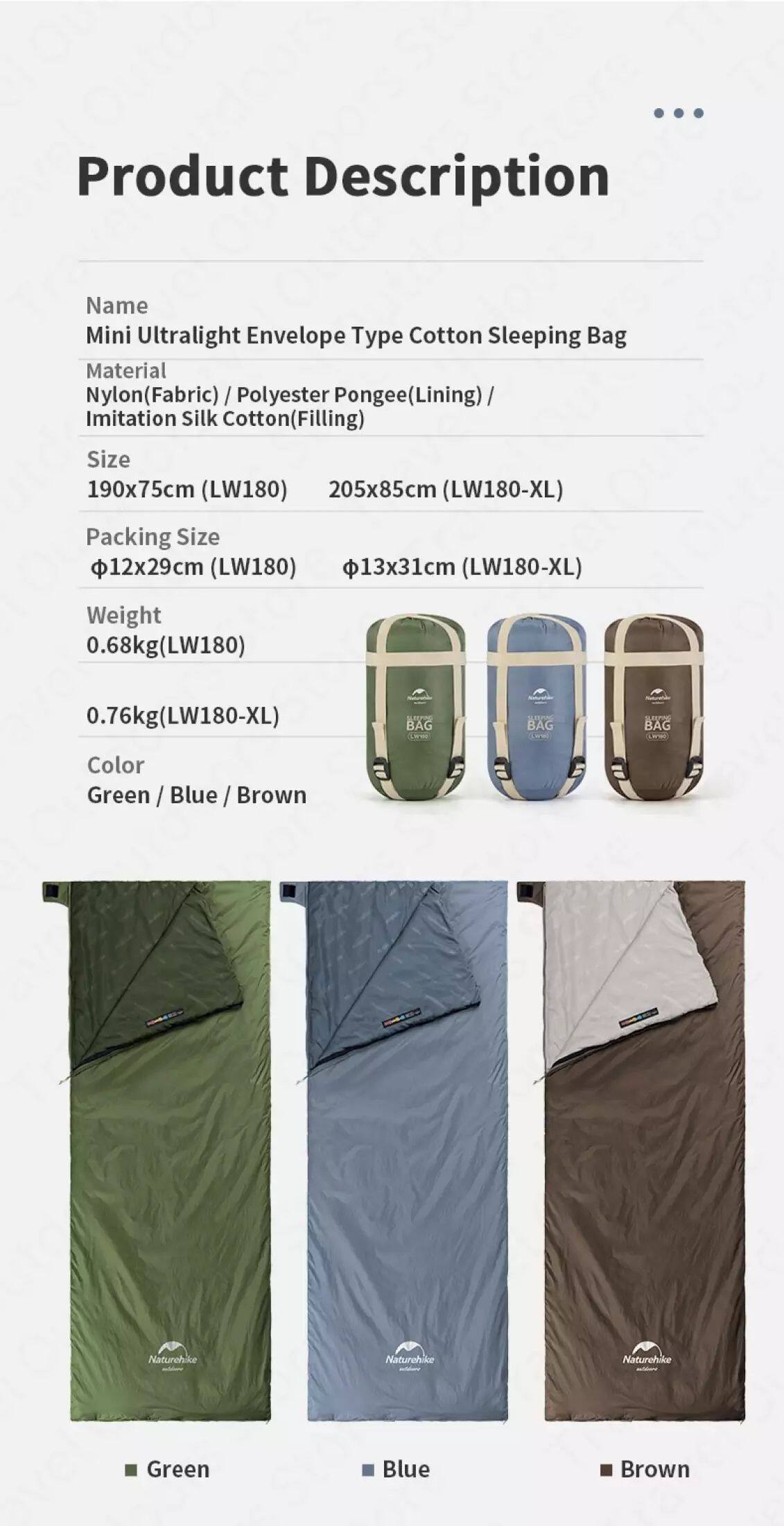 Naturehike Lightweight Camping Mini Envelopes Sleeping Bags | Shopee ...