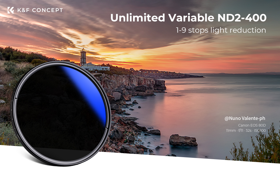 K&F ND2-400 Lens Fiter ND2 to ND400 Variable ND Filter Double Side 16 ...