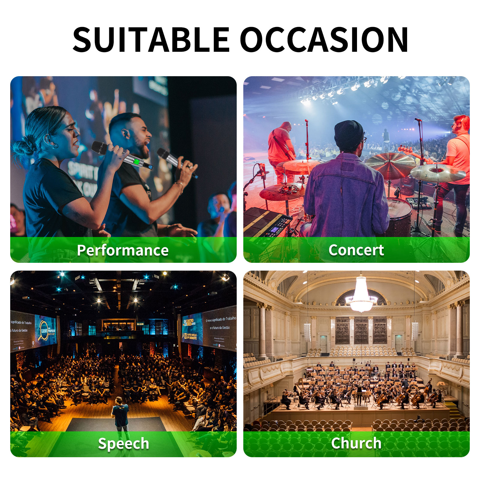 XTUGA XM200 Professional 2 Channel UHF Wireless Microphone System, True ...