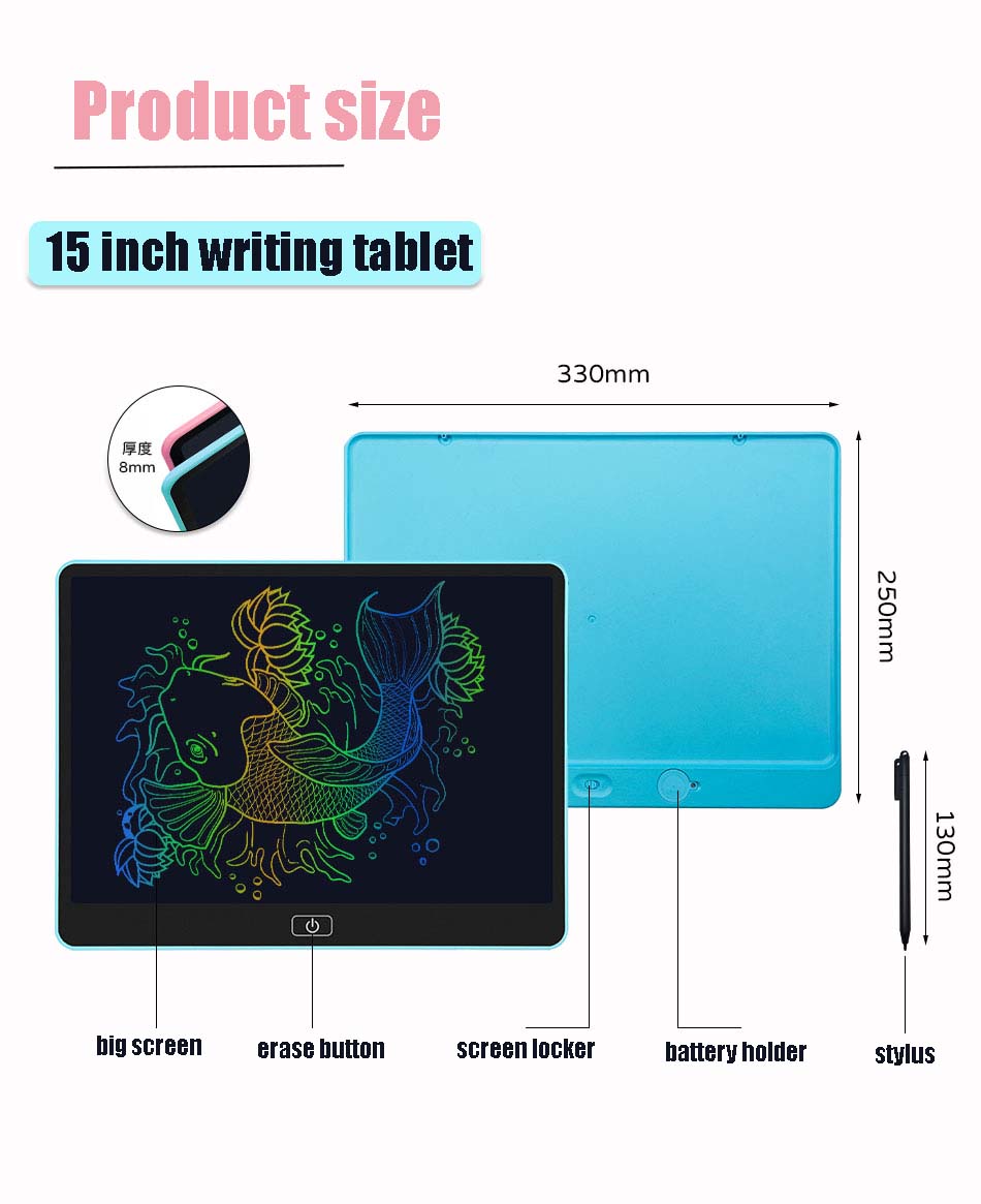 15 inch Smart LCD Writing Board Colorful High light Screen Erasable ...