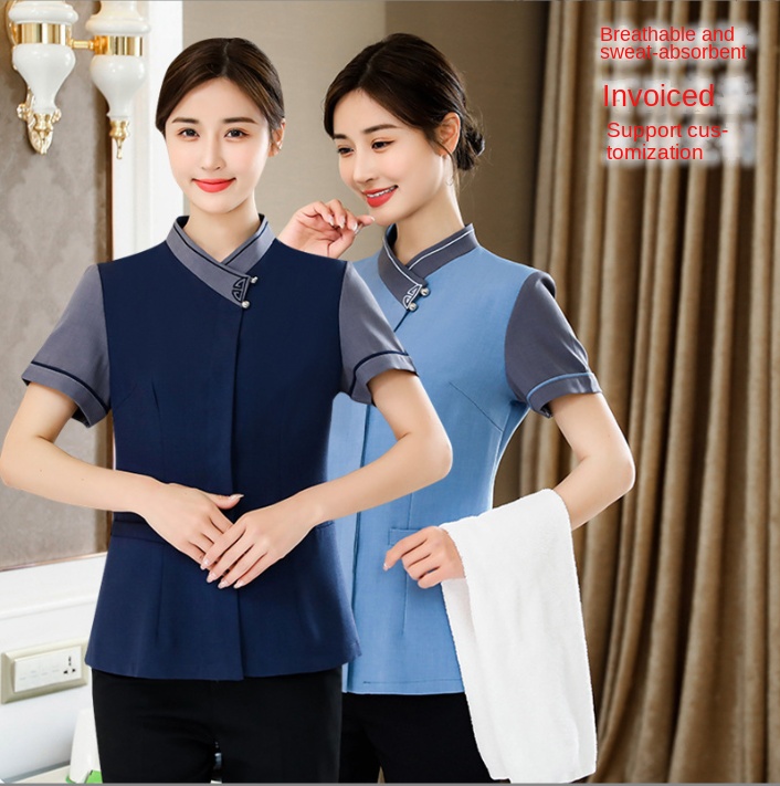 Ready Stock Work uniform cleaning work clothes short-sleeved women's ...