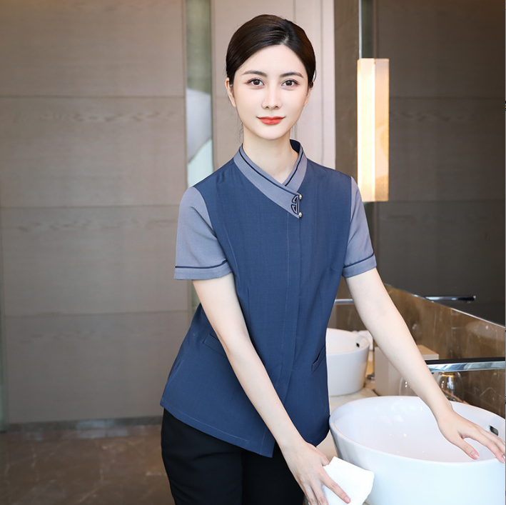 Ready Stock Work uniform cleaning work clothes short-sleeved women's ...