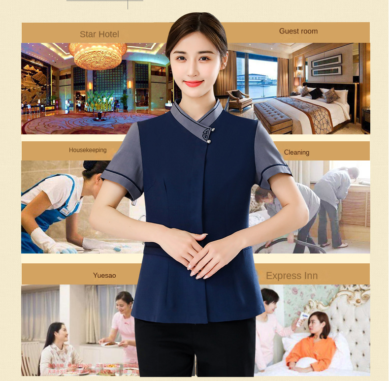 Ready Stock Work uniform cleaning work clothes short-sleeved women's ...