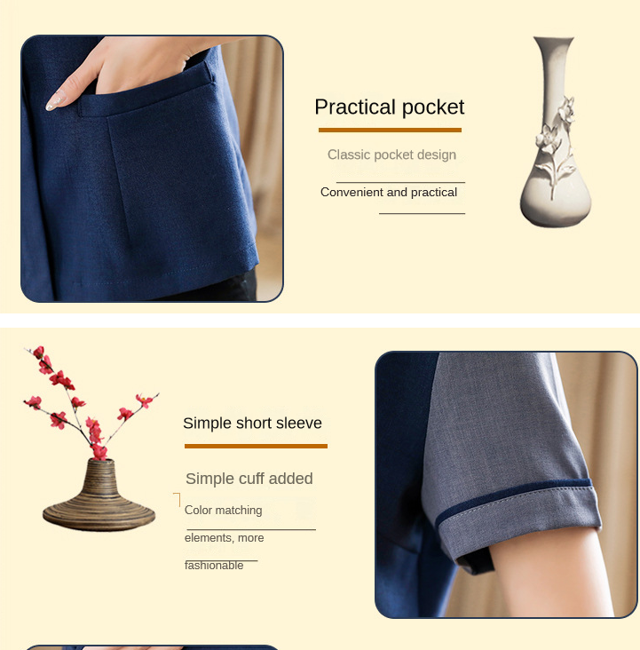 Ready Stock Work uniform cleaning work clothes short-sleeved women's ...