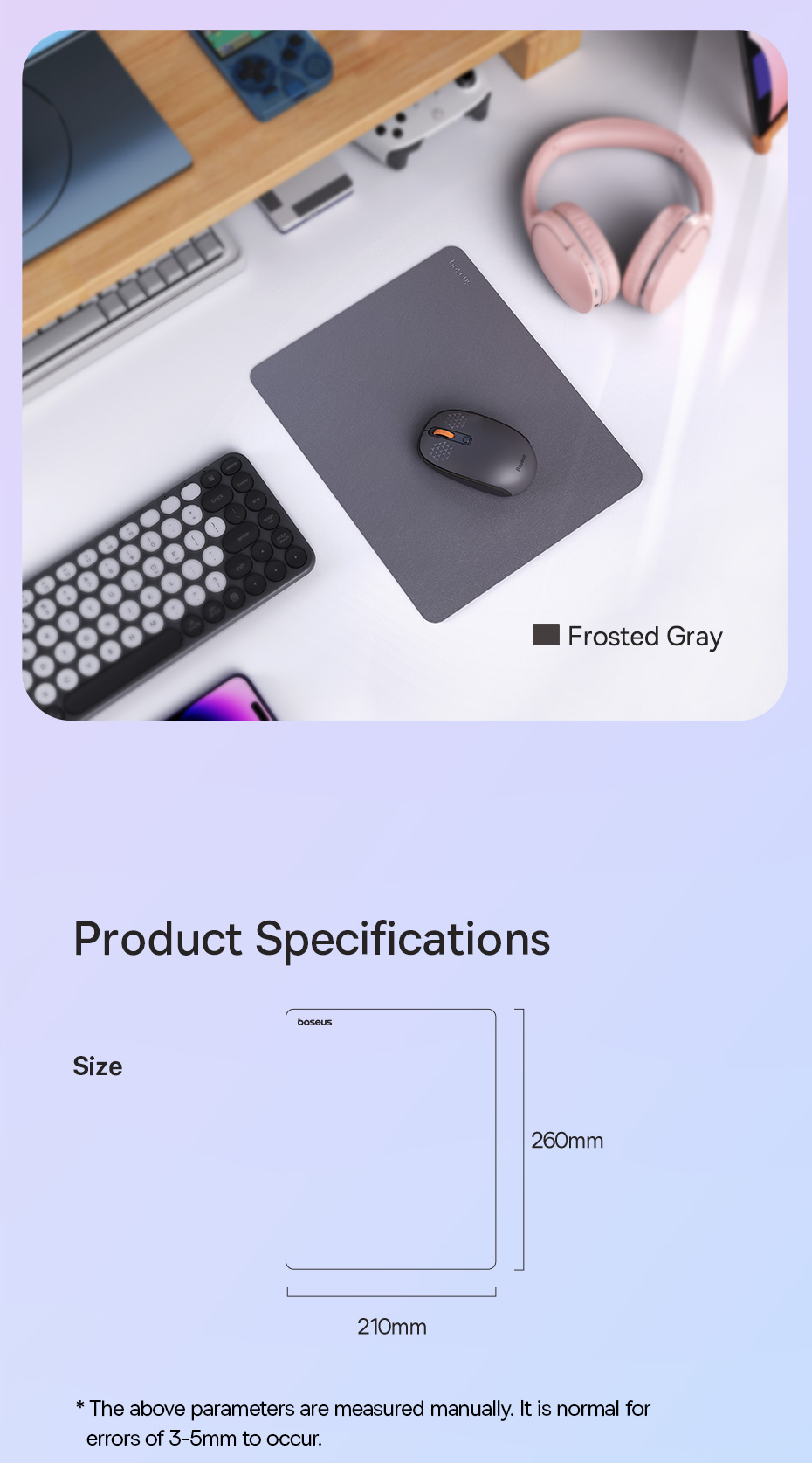 Baseus Mouse Pad Gaming Mousepad Office Computer Mouse Mat Double-sided ...