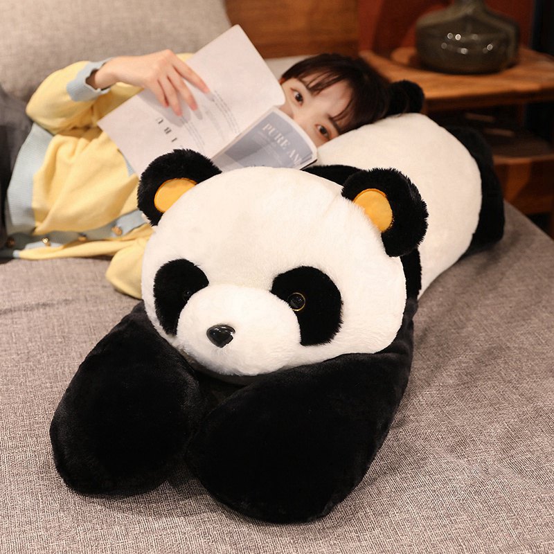 120CM Cute Giant Long Panda Bear Plush Lie Prone Posture Stuffed Animal ...