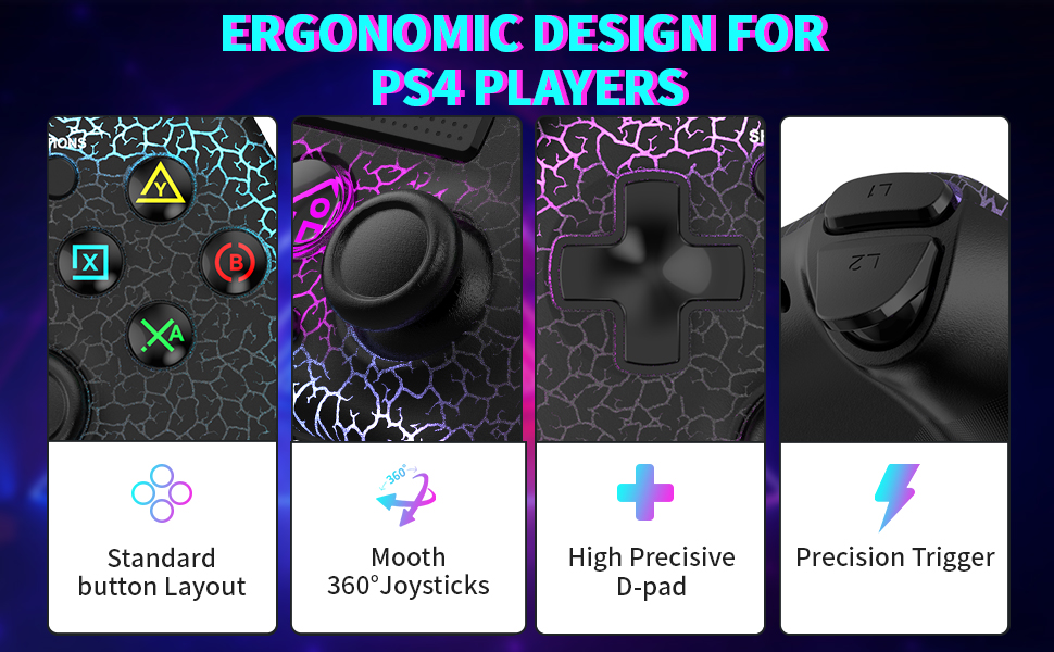 Wireless Controller for PS4 Pro/PS4 Slim/PS3/PC/IOS/Nintendo Switch/PS4 ...