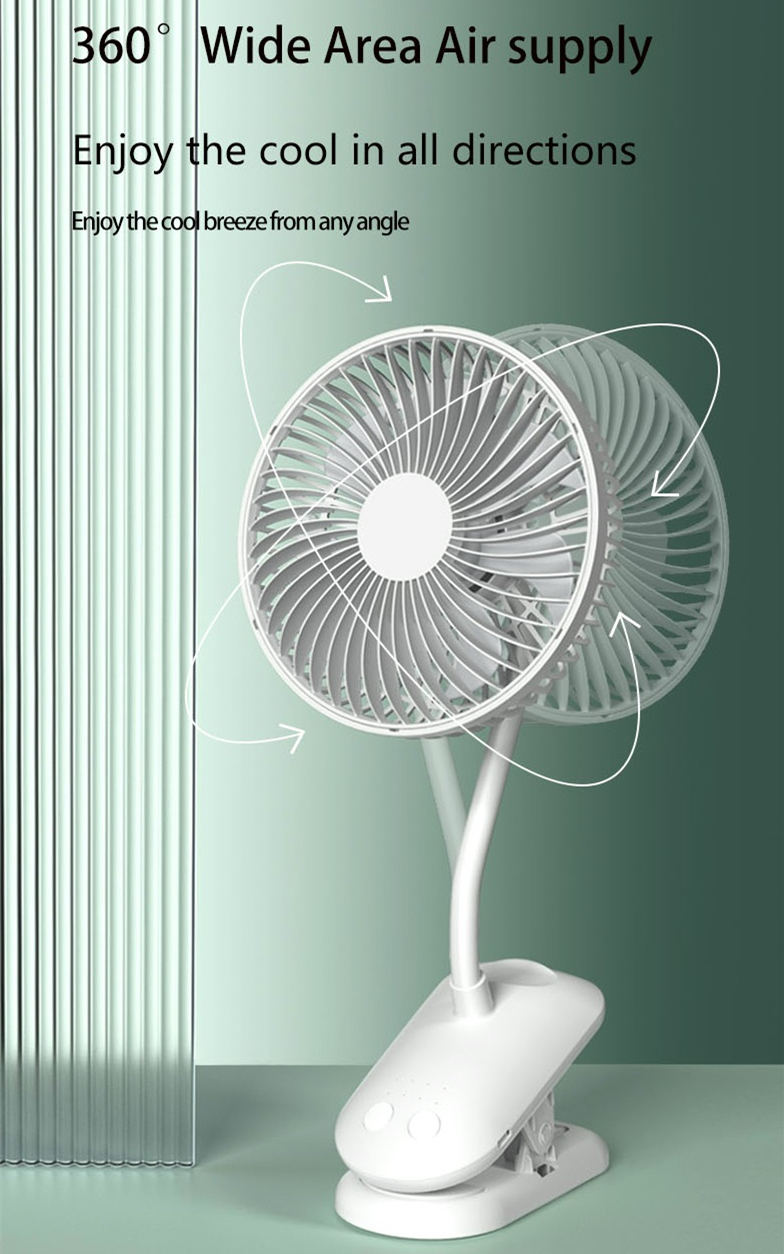 Kimviento 3600mAh Clip Fan 720° Adjustable Recharge Mini Desk Fan Baby ...