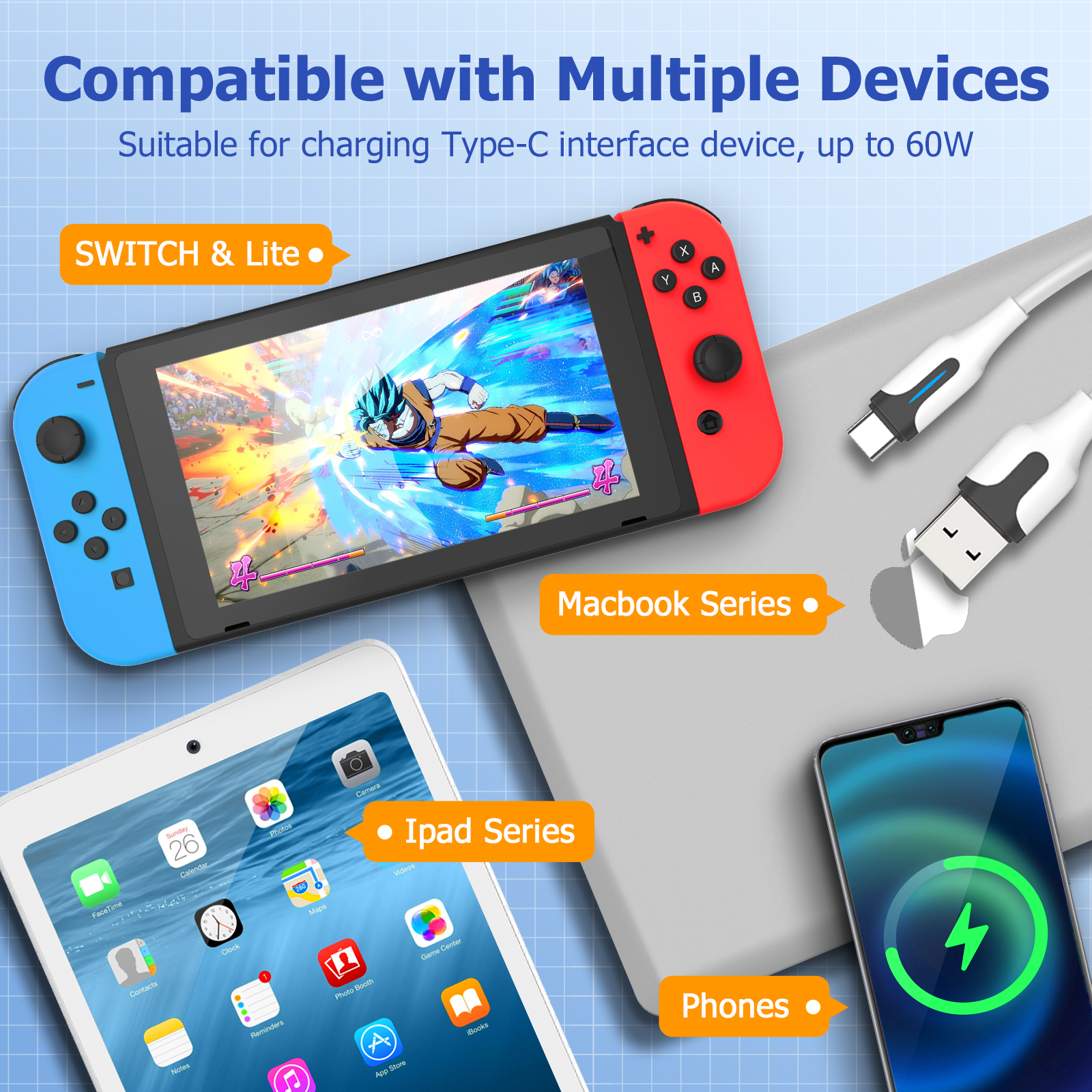 IINE Charging Data Cable 480Mbps USB to C Fast Charging Wire Compatible ...