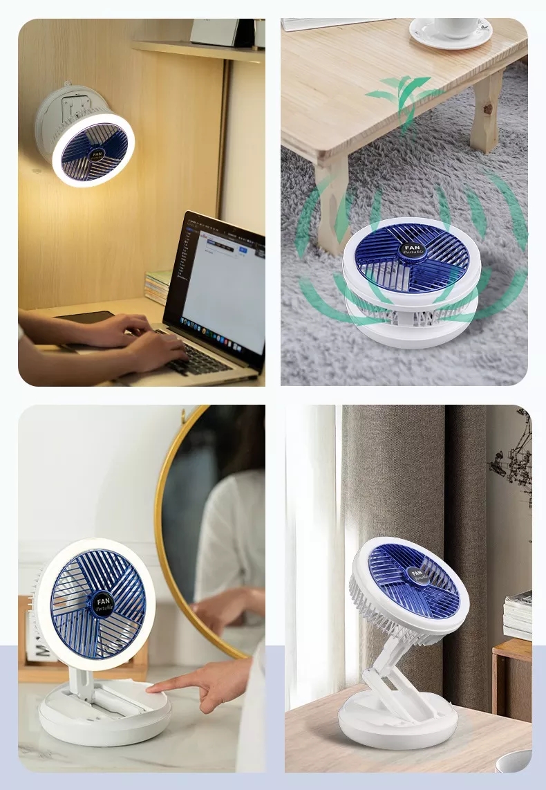 4 in 1 Rechargeable Fan Wall Folding Fan Cooling Fan Portable Desktop ...