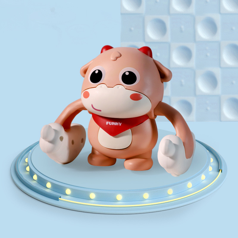 Electric Toy Rolling Tumbling Cow Baby Toys Sensory Control | Shopee ...