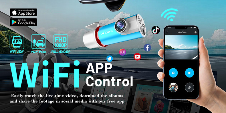 Asawin S35DW WiFi Dash Camera For Car Dvr Full HD 1080P Dashcam WIFI ...