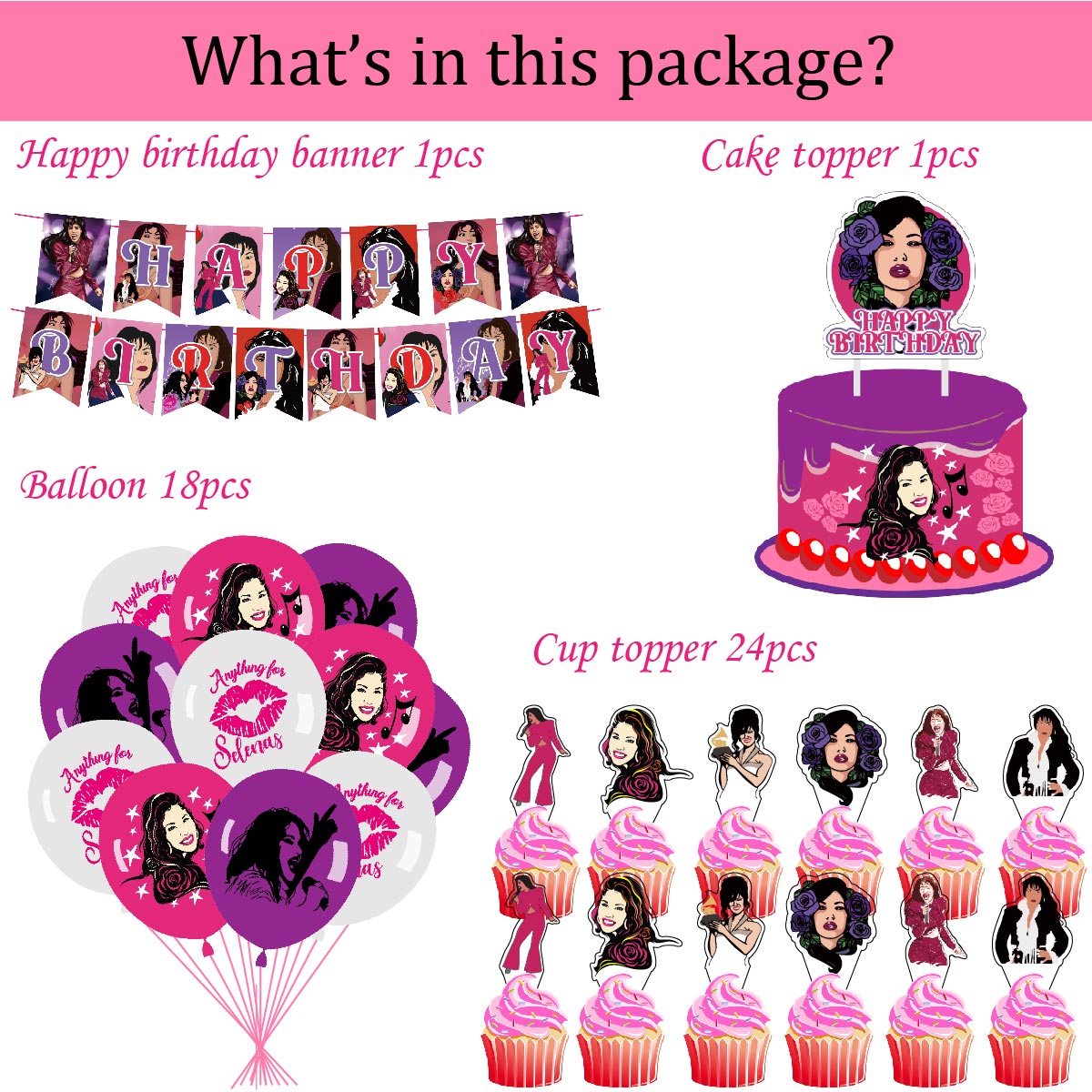 music birthday party decoration for girls singer Selena birthday party ...