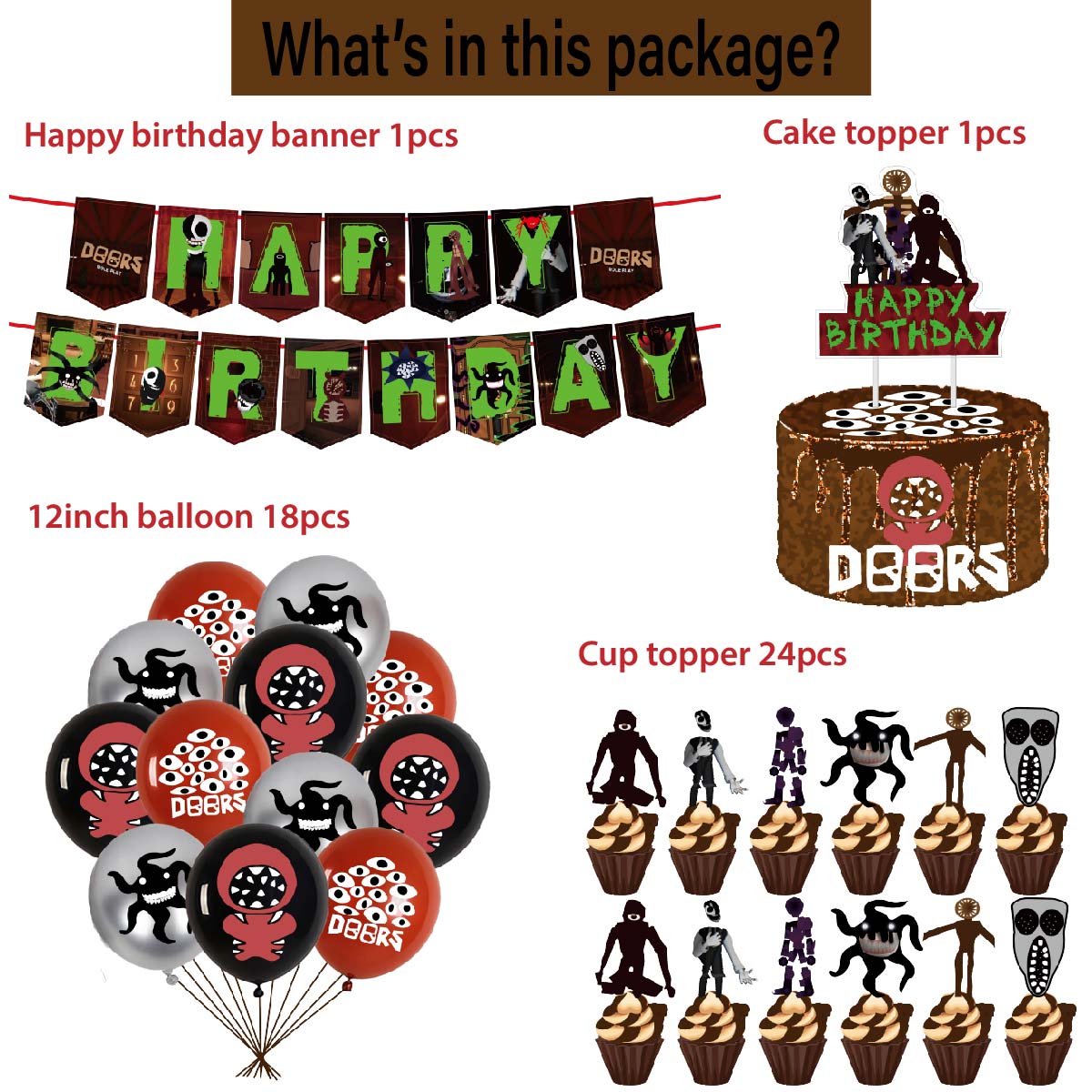 game door birthday party decoration set doors happy birthday banner ...