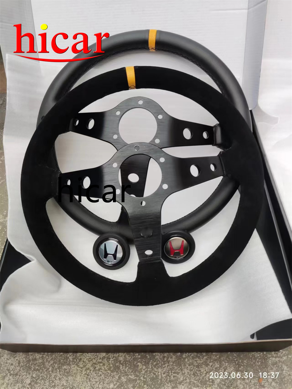 Momo Deep Dish Steering Wheel 14 inch High Quality Leather/Suede | Shopee Malaysia