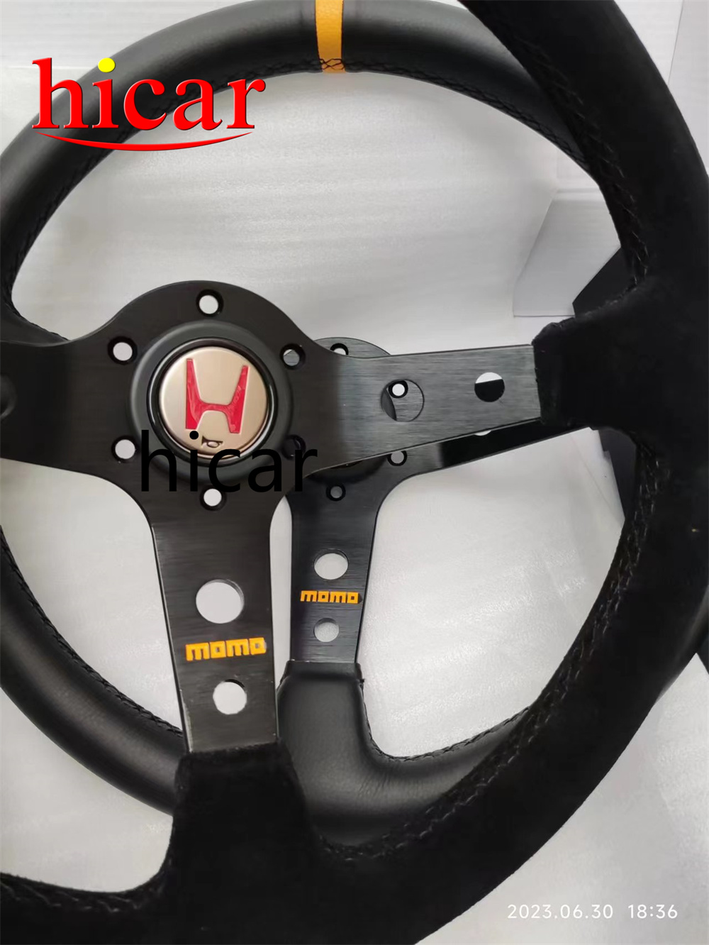 Momo Deep Dish Steering Wheel 14 inch High Quality Leather/Suede | Shopee Malaysia