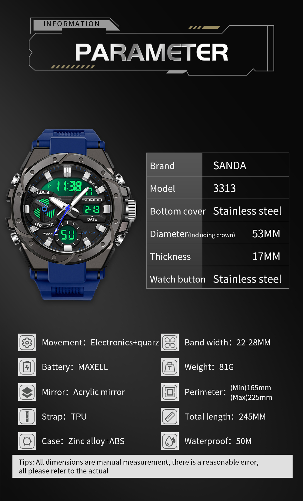 Multifunctional Outdoor Waterproof Electronic Watch Digital ...